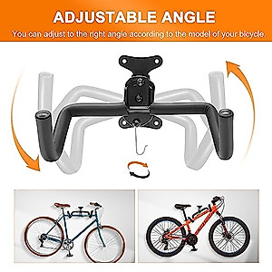 CUCESH Bike Wall Mount Hanger 2 Pack .Horizontal Indoor Bicycle Storage Rack. Cycling Wall Mounted Holder Hook for Road, Mountain or Hybrid Bikes in Garage or Home
