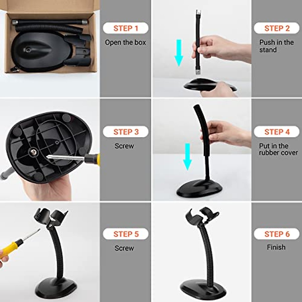 Tera Universal Barcode Scanner Stand Hands Free Barcode Scanning Bar-Code Reader Cradle Holder Base Angle and Height Adjustable Head for Supermarket Retail Store School Library Logistic Warehouse