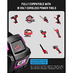 48-11-1812 12.0AH Replacement for Milwaukee 18V Battery Compatible with Milwaukee 18V Battery 12.0Ah High Output Battery 48-11-1850 48-11-1815 48-11-1860 48-11-1890 48-11-2230 48-11-2830(Red)