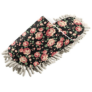FLildon Microfiber Cleaning Slippers Blooming Roses Washable Mop Shoes Slipper for Men/Women House Floor Dust Cleaner, Size L