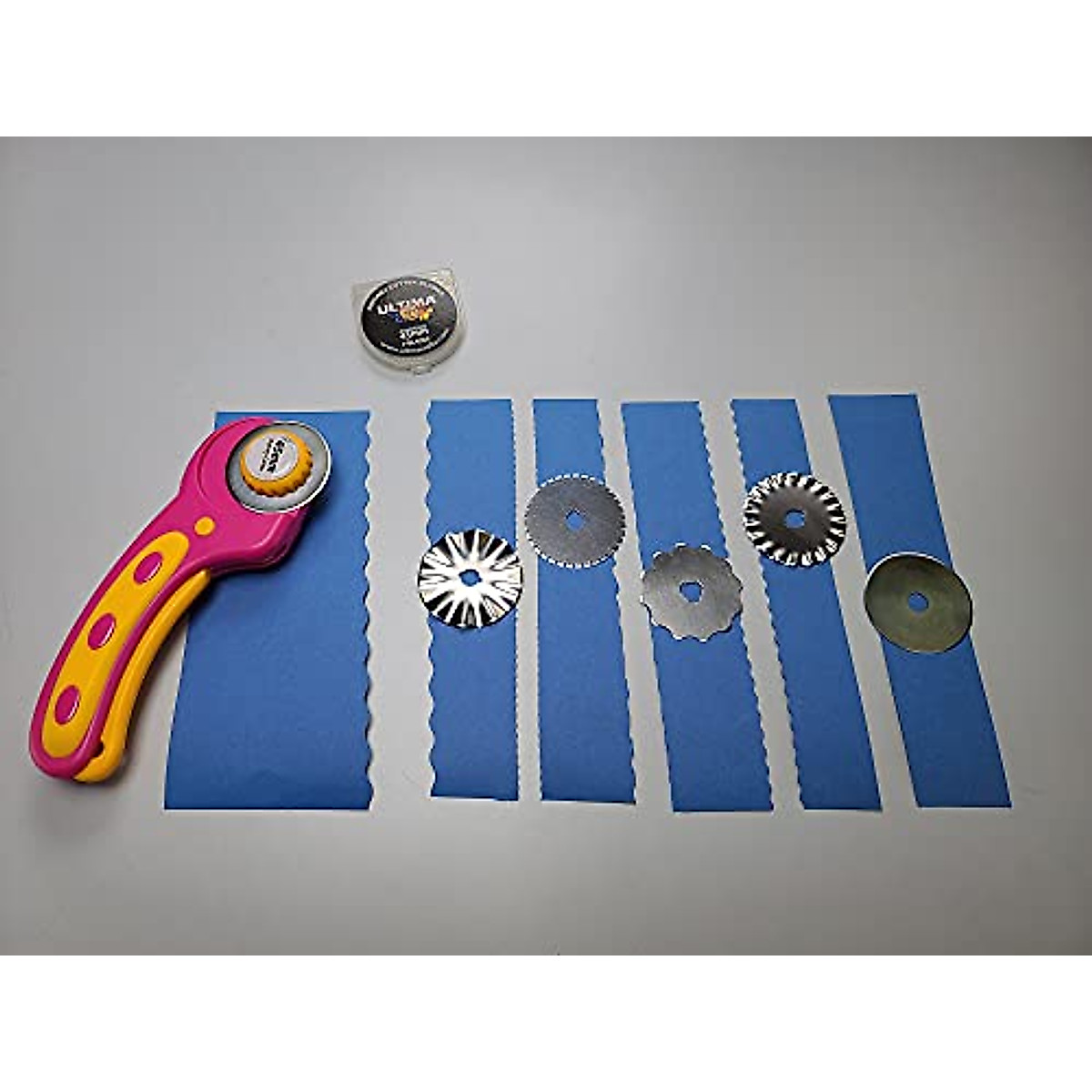 Ultima 45mm Rotary Cutter Kit – Ergonomic Rotary Cutter with 8 SKS-7 Steel Blades, Straight & Pattern-Cut