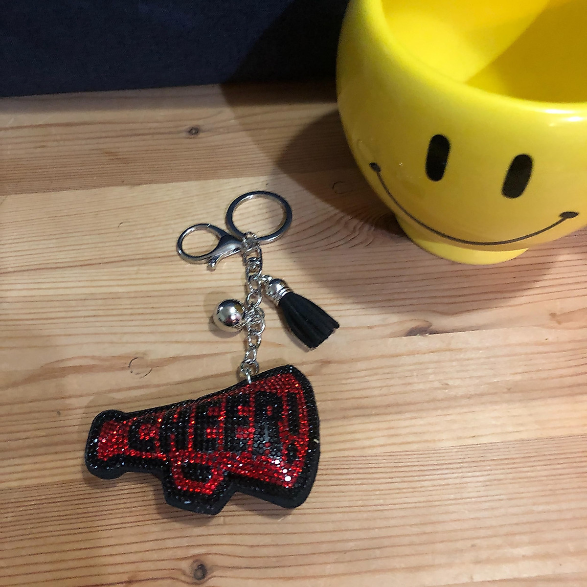 Popfizzy Bling Cheer Keychain for Girls and Women, Rhinestone Cheer Bag Charm, Cheerleader Gifts, Cheerleading Megaphone Backpack Key Chain