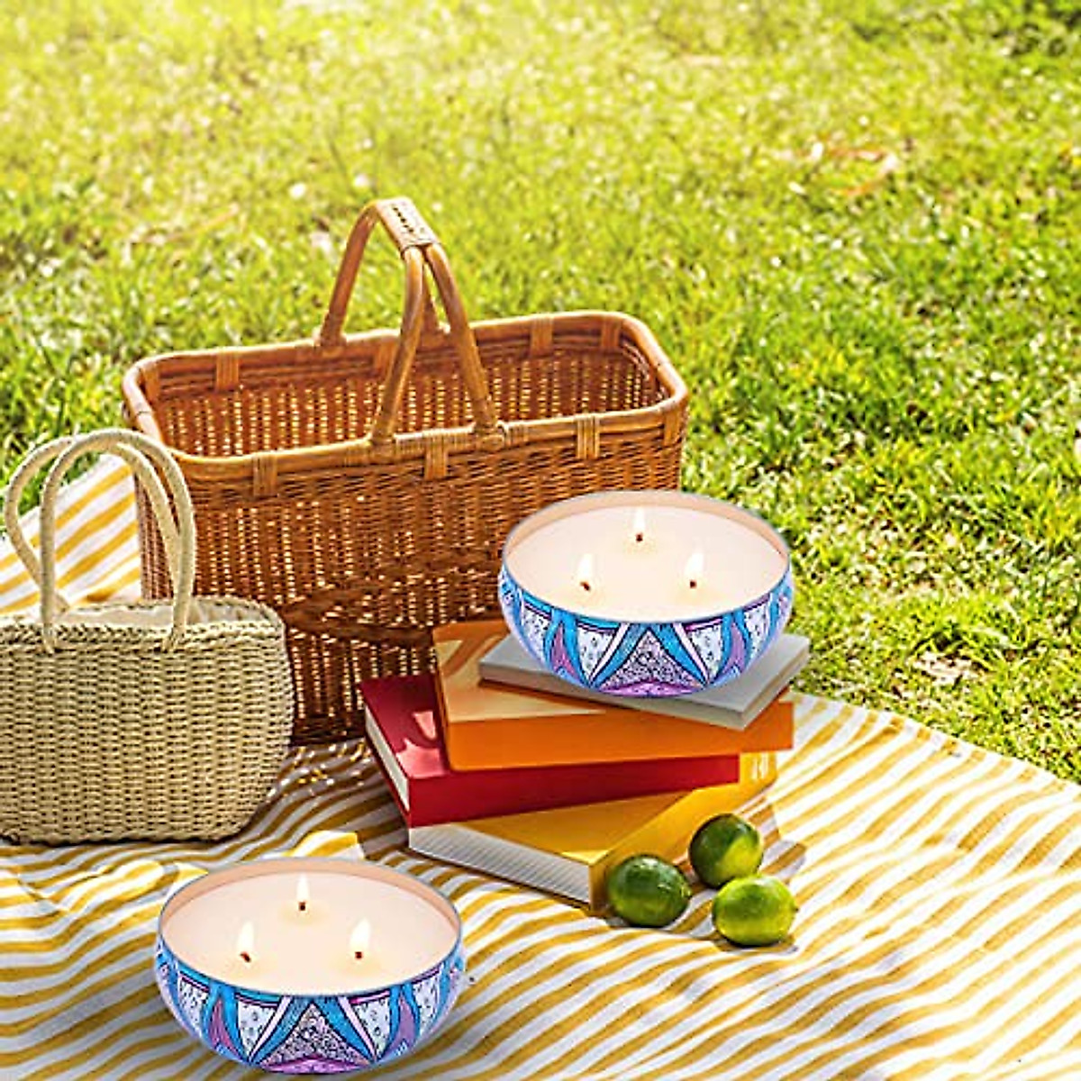 Iwaxlife Outdoor Citronella Candles, 3 Wicks 2X 13.5oz Citronella Scented Candle Large Size, Made from Natural Soybeans Outdoor Indoor Home Yard, Summer Gift Candle Gifts