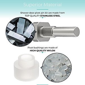 Shuisen Shower Door Pivot Pin Kit with Pivot Bushing for Pivot Shower Door,Shower Door Repair Kit #SDPP01#SPB12 for Framed Swing Shower Doors,Shower Door Replacement Parts, Shower Door Pivot Hinge Kit