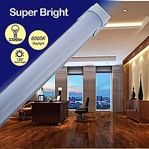HOLDWILL 12 Pack LED Shop Light Fixture, 5FT 30W 6500K, Cool White, Milky Cover, Hight Output, Linkable Shop Lights for Workshop, T8 LED Tube Lights, LED Shop Lights for Garage 5 Foot with Plug Cable