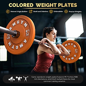 AMGYM Color Olympic Bumper Plate, Weights Plates, Bumper Weight Plate, Steel Insert, Strength Training(45lb Pair)