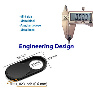 CloudValley Webcam Cover Slide, [5 Pack] 0.6mm-Thin Metal Web Camera Cover Sticker for MacBook Pro, MacBook Air, Laptop, iMac, PC, Surfcase, iPhone 8/7/6 Plus, Privacy Cover, Black-5 pcs