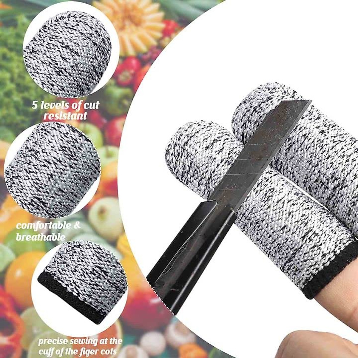 XEFINAL 14 PCS Finger Guard for Cutting Vegetables Stainless Steel Knife Cutting Protector Finger Thumb Guard Finger Protector Thumb Guard Peelers for Onion Holder for Cutting Food