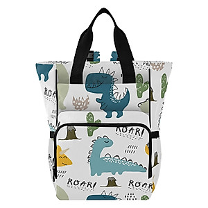 RunningBear Childish Dinosaur Diaper Bag Backpack Baby Boy Diaper Bag Backpack Mommy Baby Bag Mommy Bag with Insulated Pockets for Newborn Baby