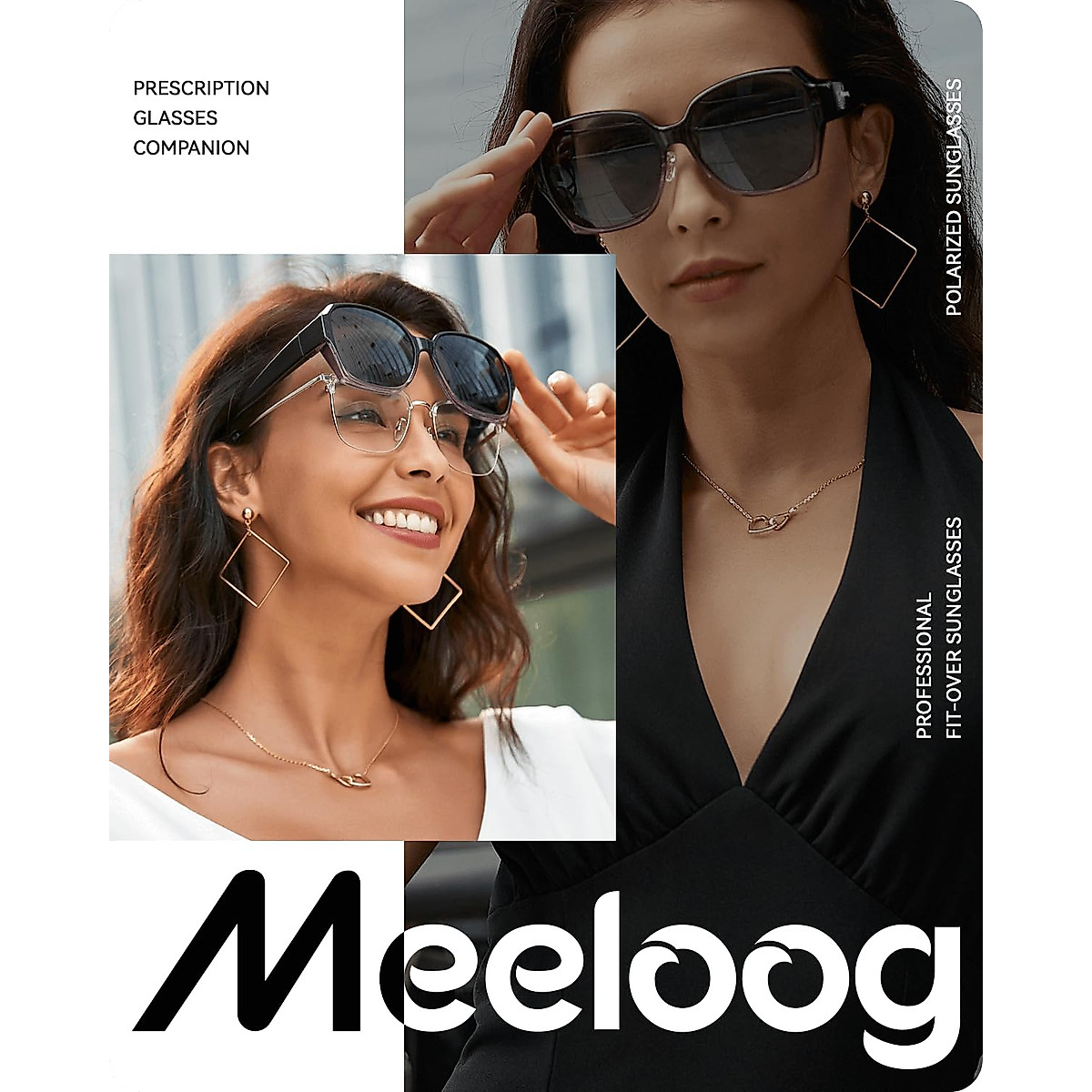 Meeloog Polarized Fit Over Glasses Sunglasses for Women Men, Square Oversized Lightweight Shades for Driving Riding MST2106