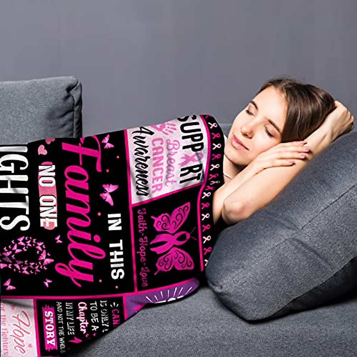 Breast Cancer Awareness Accessories Breast Cancer Gifts for Women Breast Cancer Survivor Gifts for Women Mothers Day Chemo Gifts for Women Breast Cancer Awareness Decorations Blanket 60x50 Inch