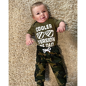 NZRVAWS Baby Boy Clothes Newborn Boy Outfit 3-6 Months Romper Short Sleeve Cooler Version Of Dad Top Camouflage Long Pants Hat 3PC Infant Clothing Set