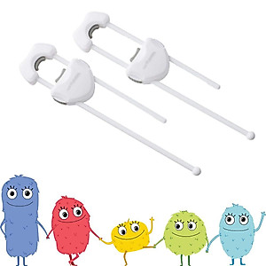 Toddleroo by North States Large Sliding Cabinet Locks | Keep Side by Side cabinets Safely & securely Closed | Works on Cabinet Handles up to 4.5" Apart | Baby proofing with Confidence (2-Pack, White)