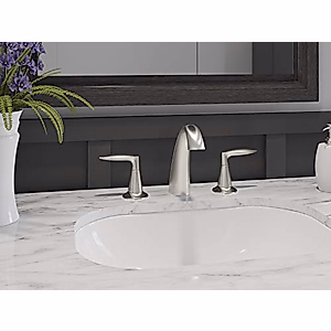 KOHLER K-45102-4-BN Alteo Bathroom Faucet, Bathroom Sink Faucet, Alteo Collection, 2 Handle Widespread Faucet with Metal Drain in Brushed Nickel