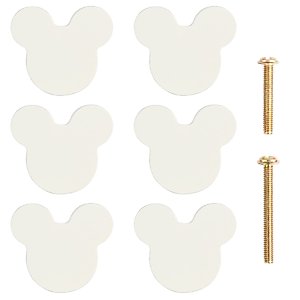 Wooden Mouse Cabinet Knobs with 2 Different Size Screws for Dresser Drawers,Wood Dresser Knobs for Kids Bedroom and Bathroom Decor,Kids Drawer pulls 6 Pack,Nursery Dresser knobs for Kids
