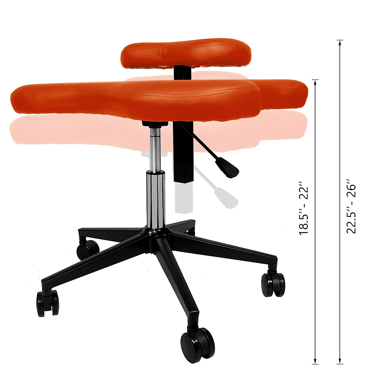 H&A Cross-Legged kneeing Chair for Office Home, Meditation Seat for Reducing Back Pain, Ergonomic Posture Corrective Seat with Height Adjustable (Orange), 26.5inch x 23.5inch