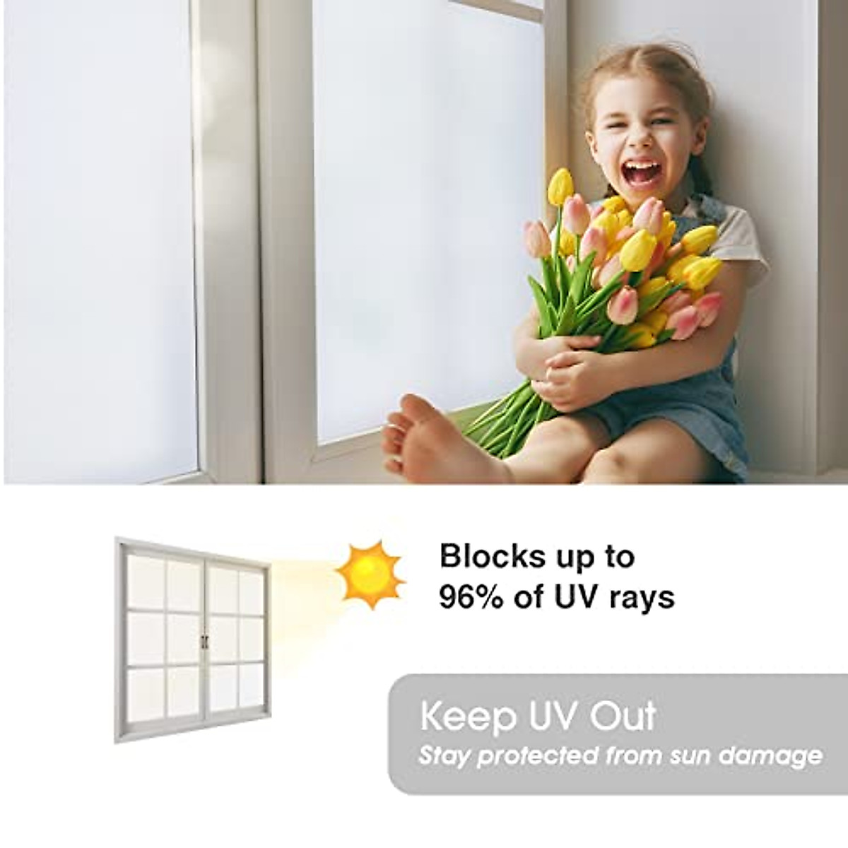 bofeifs Window Privacy Film Frosted Glass Window Film Non-Adhesive Static Cling UV Blocking Window Sticker Reusable Window Covering Film for Bathroom Office Meeting Room Home 11.8" x 78.7"(30x200cm)