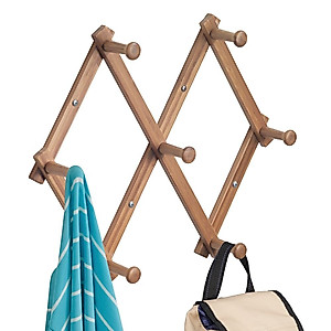 InterDesign Formbu Wall Mount Entryway Expanding Storage Rack for Jackets, Coats, Hats, Scarves - Natural Bamboo