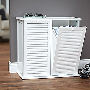 Household Essentials Tilt-Out Laundry Sorter Cabinet with Shutter Front, White