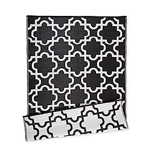 DII Reversible Outdoor Lattice Woven Rug, 4x6 Ft, Black