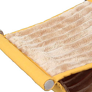Wontee Hamster Plush Hammock Bird Hanging Bed Nest for Rat Squirrel Chinchilla Gerbil Guinea Pig Small Parrot Budgie Parakeet Lovebird Canary (S, Yellow)