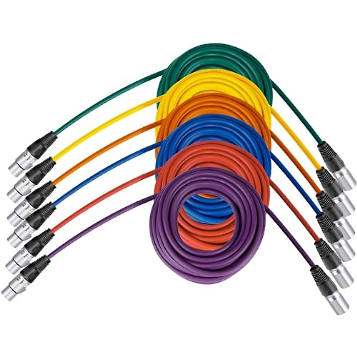 NEEWER 6 Pcs 24.9ft Microphone Audio Cable XLR Male to XLR Female Colored Snake Cable (Purple/Red/Blue/Orange/Yellow/Green)