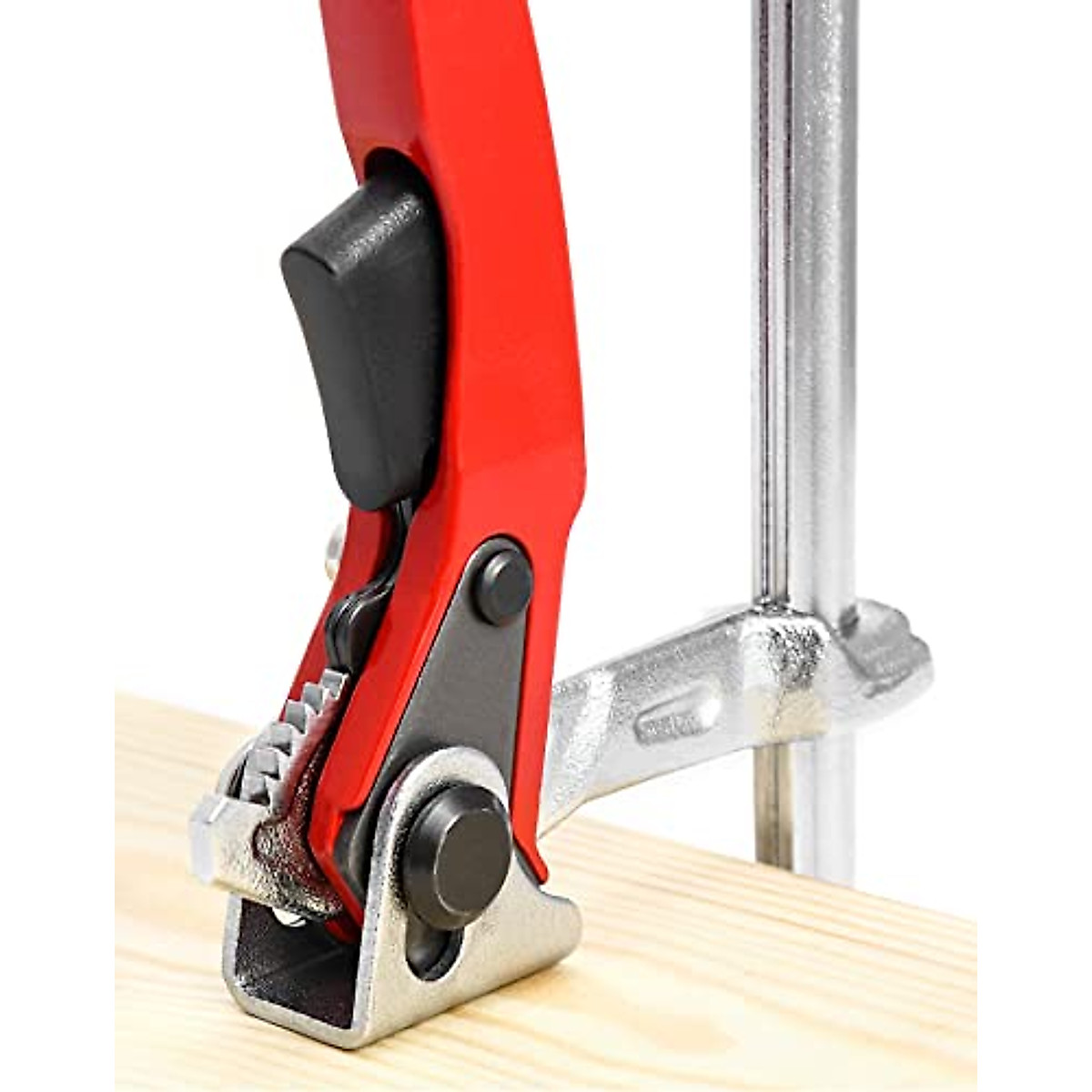 QWORK Ratcheting Table Clamp, 2 Pack Quick Release Bar Clamp with 6-5/16" Capacity and 2-5/16" Throat Depth for Sanding, Cutting