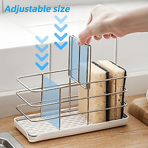 XG Glitter Sponge Holder for Sink - Sink Caddy - Stainless Steel Kitchen Sink Sponge Holder with Extra Strong Adhesive - Rust Proof Dish Brush Holder & Dish Sponge Holder - Kitchen Sink Organizer