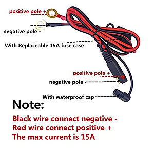 O Ring Terminal Cable - 2FT SAE Connector, Sae Plug to Battery Charger Cord, Solar Panel Cord Ring Terminal Harness Extension Adapter 12V 24V 2 Pin Quick Connect and Disconnect 10A (1 Pack)