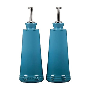 Le Creuset 9 1/2 in. Bread Oven Enameled Cast-iron Bundle with Oil & Vinegar Set and Spoon Rest - Caribbean