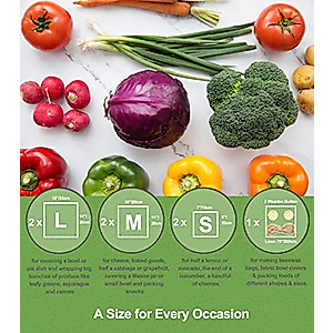 Beeswax Reusable Food Wraps - (6 Packs, 3 Sizes S,M,L, with 2 Meter Hemp Rope, Two Buttons) Plastic and Silicone Free, Eco-friendly Wrap, Wax Paper for Food,Yellow Lemon