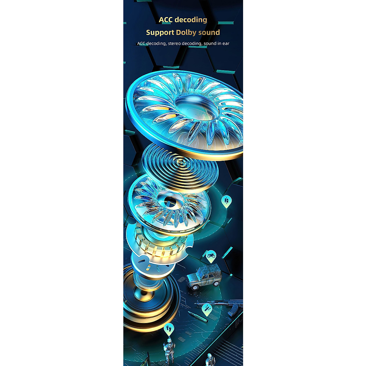 Wireless Headphones, Wireless Bluetooth Headphones, Waterproof Touch Ergonomic Headphones, Surround Sound, Noise Cancellation, Led Display Charging Case, Fast Charging, Anti-Allergic.