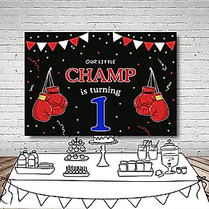 MEHOFOND 7x5ft Boxing Birthday Party Backdrop Boy First 1st Bday Red and Black Boxer Sport Photography Background Banner Fight Night Photo Booth Props