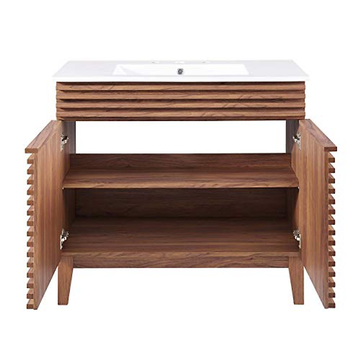 Modway Render 36" Bathroom Vanity in Walnut White