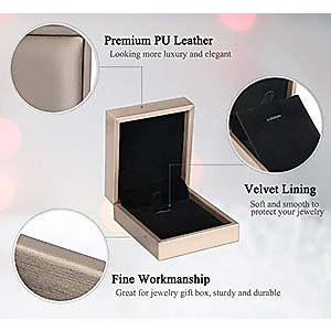 Sdoot Necklace Pendant Box, 4 Pack PU Leather Jewelry Box, Gold Gift Boxes, Earring Storage Case for Proposal, Engagement, Wedding