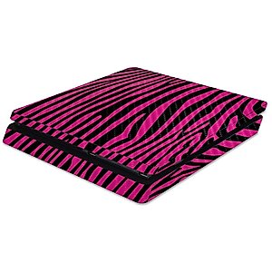 MightySkins Carbon Fiber Skin for Sony PS4 Slim Console - Pink Zebra | Protective, Durable Textured Carbon Fiber Finish | Easy to Apply, Remove, and Change Styles | Made in The USA