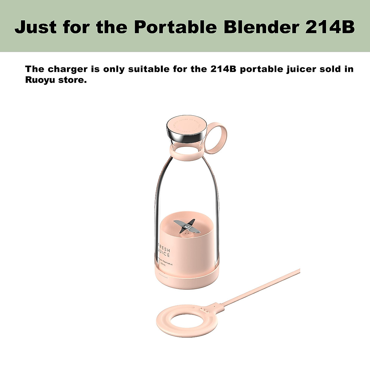 OTPEIR Personal Size Blender Charger, Portable Blender Charger, Battery Powered USB Blender Charger (Pink)