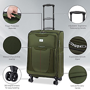 Verdi Softside Expandable Luggage with Spinner Wheels, color, 2-Piece Suitcase Set (20/24) olive