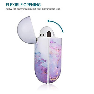 Airpods Case, Vimorco Portable Shockproof Hard Protective Case 5 in 1 Protective Cover Accessories for Airpods 1&2 Charging Case (Purple Marble)