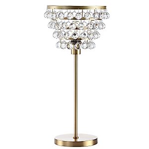 JONATHAN Y JYL9004B Buckingham 25" Crystal/Metal Table Lamp Modern Contemporary Bedside Desk Nightstand Lamp for Bedroom Living Room Office College Bookcase, Brass Gold