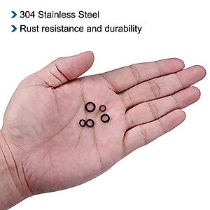 PATIKIL Fishing Split Rings, 1 Set Stainless Steel Flat Wire Snap Rings Tackle Kit Lure Connector Fishing Tool Accessories, Black