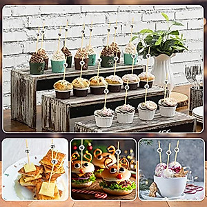 KIMOBER 100PCS Cocktail Picks,Silver Pearl Handmade Bamboo Cocktail Toothpicks for Appetizers Fruit Party,Cocktail Sticks Party Supplies