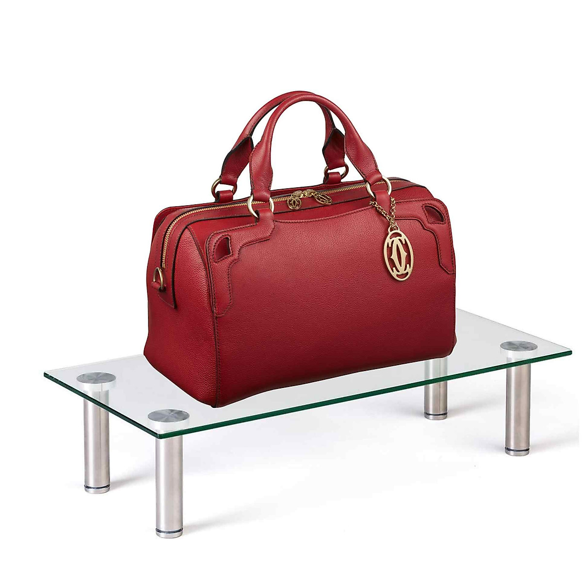 Rectangle Tempered Glass Retail Display Stand 10 x 22 Inch – Large Display Raiser for Cupcakes, Dessert/Office Desk, Bathroom Organizer Shelf