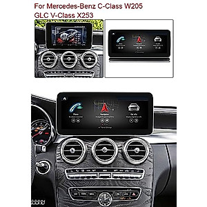 Android 12 Double Din Stereo Car GPS Multimedia Radio for Mercedes-Benz C-Class W205 GLC V-Class Car Stereo Head Unit Support 4G WiFi Bluetooth SWC Carplay,Qualcomm 450 4+64GB 12.5 inch