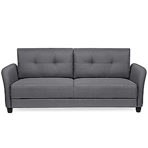 Best Choice Products 76 inch Linen Fabric Upholstered Contemporary Sofa Couch Lounger, Dark Gray
