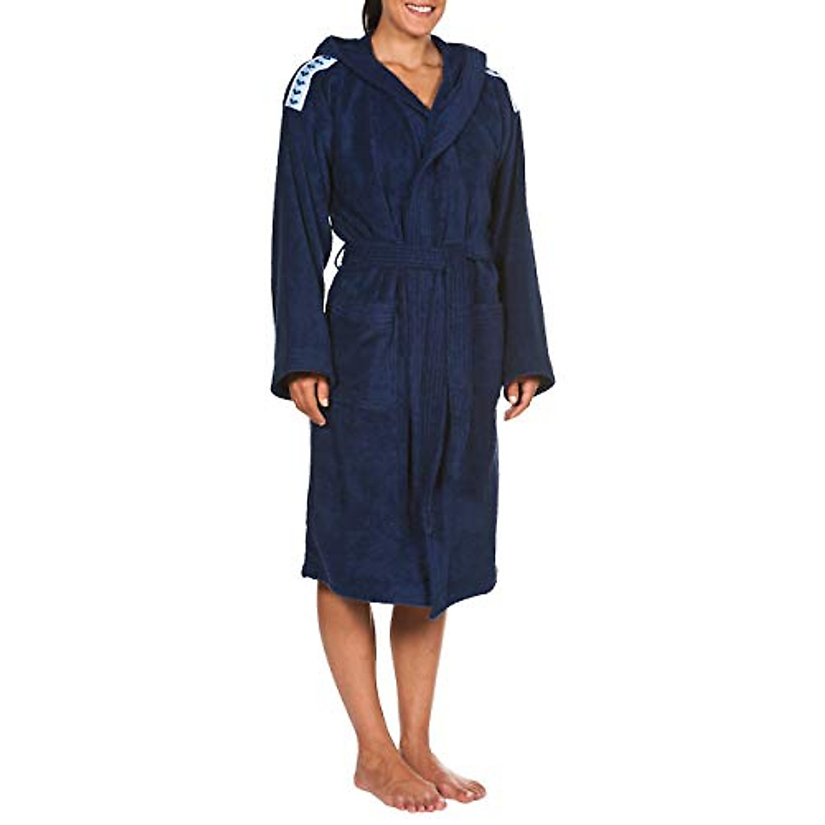 ARENA Unisex Core Soft Robe Bathrobe, Navy/White, X-Small