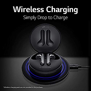 LG TONE Free FN6 - UVnano Kills 99.9% of Bacteria on Speaker Mesh True Wireless Bluetooth Earbuds with Meridian Sound, Dual Microphone, iPhone and Android Compatible, Wireless, Fast Charging, Black