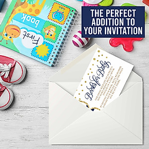 25 Books for Baby Shower Request Cards - Nautical Baby Shower Invitation Inserts, Baby Shower Book Request Baby Shower Guest Book Alternative, Bring A Book Instead of A Card, Baby Shower Book Request