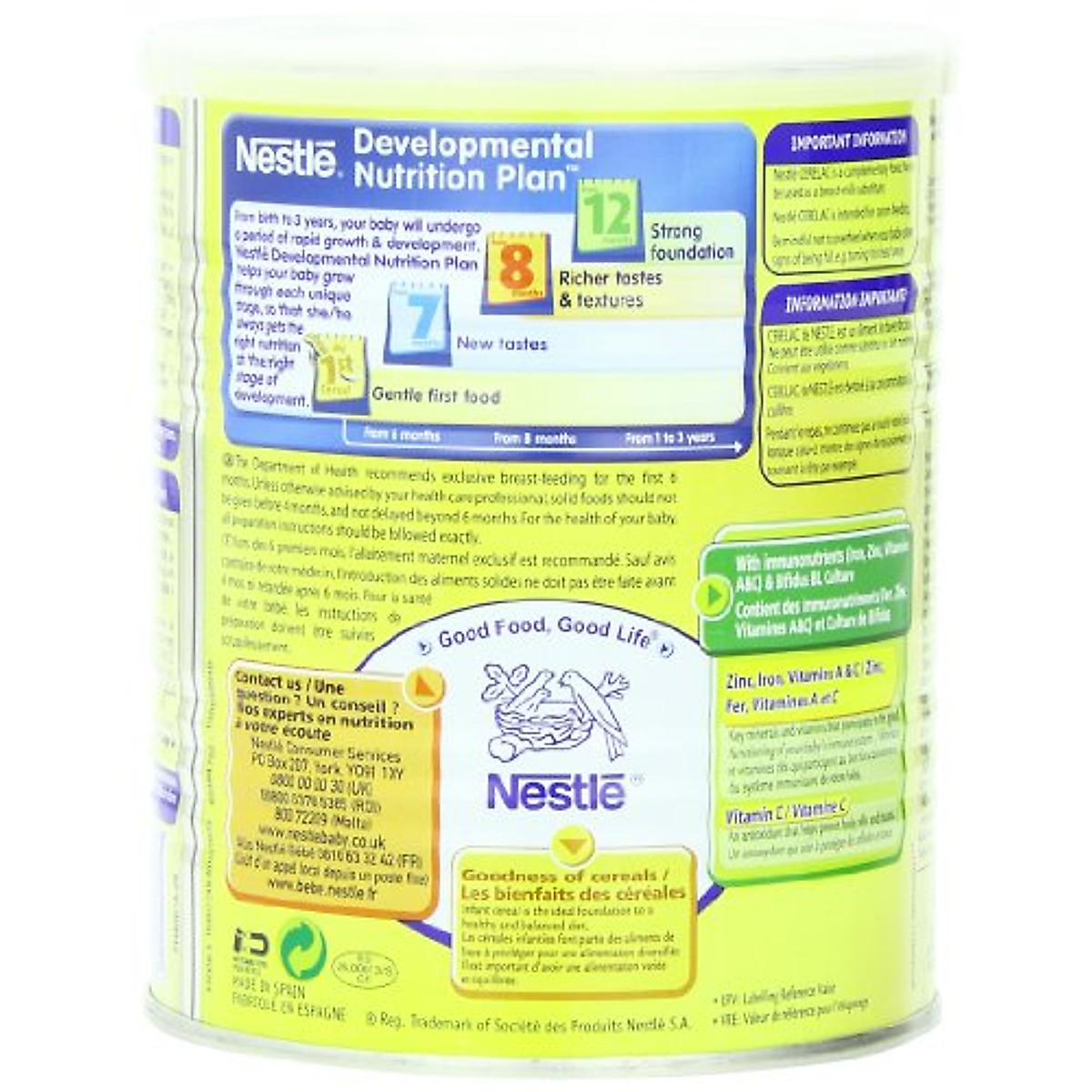 Nestle Cerelac, Honey and Wheat with Milk (From 12 Months), 14.11-Ounce Cans (Pack of 4)