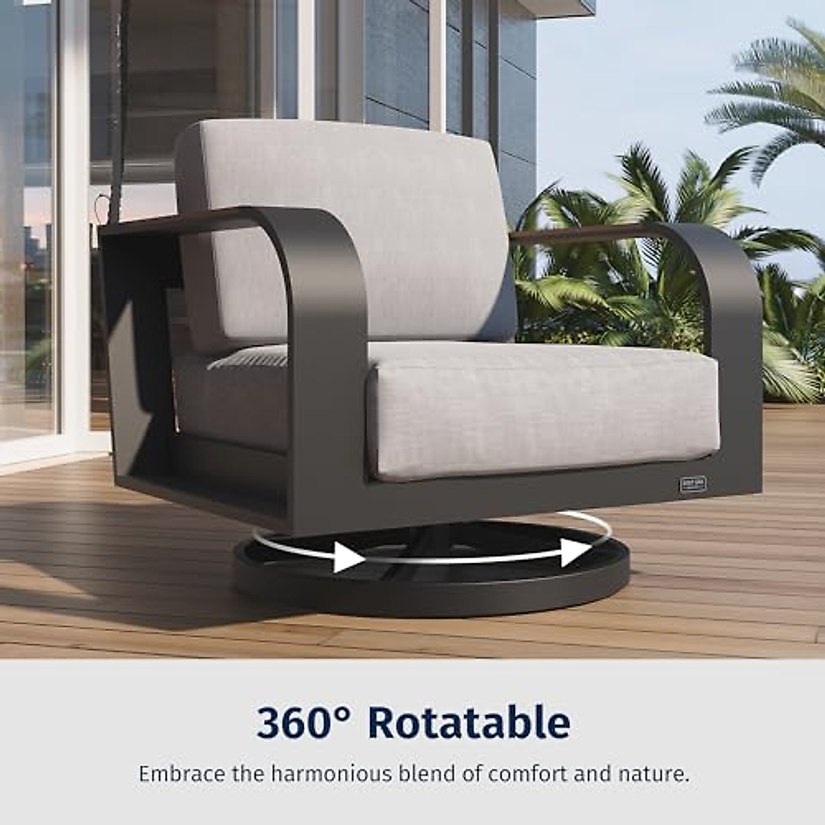 EAST OAK PCS23003 Outdoor Furniture, 3 Pieces Patio Set, Dark Grey